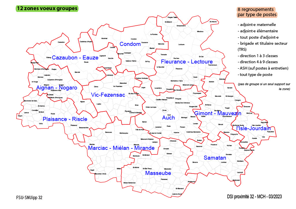 Les 12 zones voeux groupes - SNUipp-FSU