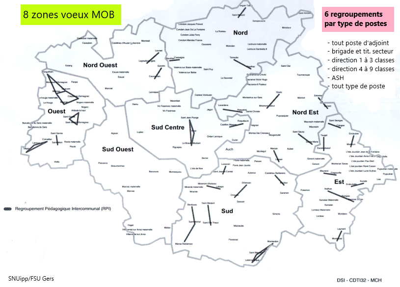 Les 8 zones voeux MOB - SNUipp-FSU